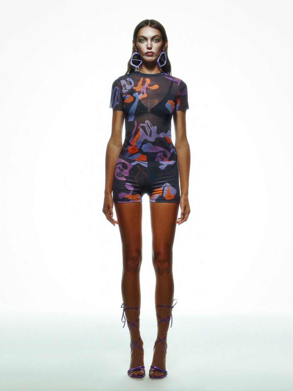 Tainted Flower Half Sleeve Mesh Top in Black – Khela the Label ...